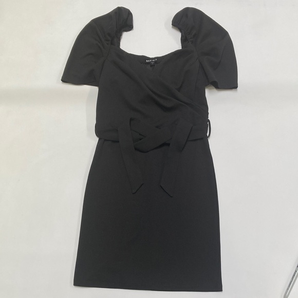 Max + Ash | Dresses | Max Ash Black Puffed Sleeve Belted Dress | Poshmark